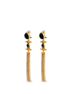 Boheme Onyx Pendant Tassel Earrings