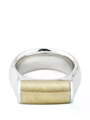 Tom Wood Crest Ring With Gold Insert - Silver