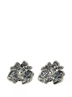 Marni Flower Crystal Stud Earrings - Silver