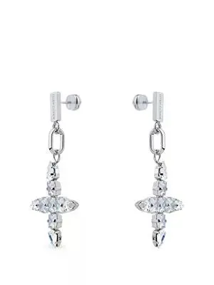 ELLEN CONDE Crystal Cross Drop Earrings