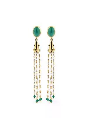 Boheme Onyx Pom Pom Drop Earrings - Gold