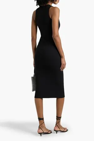 AREA Crystal-embellished Ribbed Midi Dress - Black