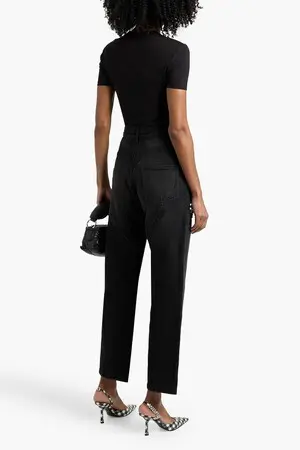 AREA Crystal-embellished Stretch-jersey Top