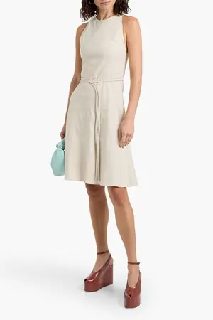 Alice + Olivia Linen-blend Dress With Detachable Waist Tie - Sand