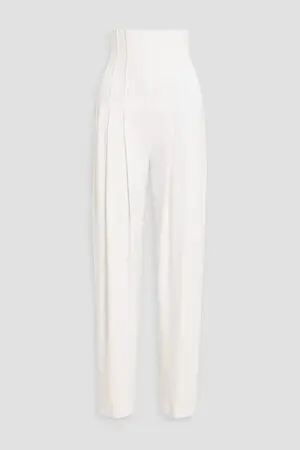 Norma Kamali Pleated Stretch-jersey Tapered Pants - White