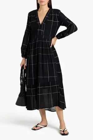 LEMLEM Elsabet Checked Cotton-blend Dress