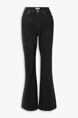 RE/DONE The Riding Striped Flared Jeans - Black