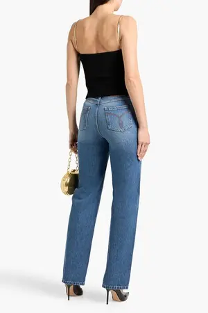 Versace Embellished High-rise Straight-leg Jeans