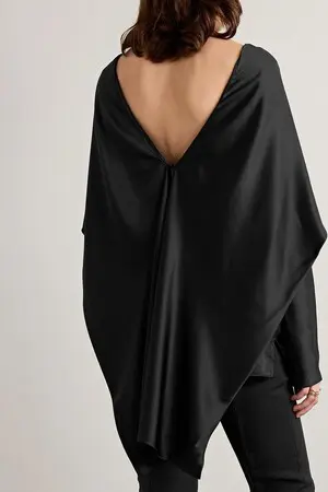Tove Katana Cape-effect Ruched Silk-blend Satin Top