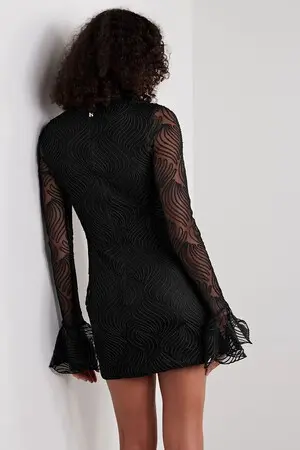ROTATE BY BIRGER CHRISTENSEN Rositana Embroidered Tulle Mini Dress - Black