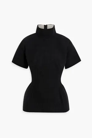 Marni Perforated Brushed Wool Peplum Top