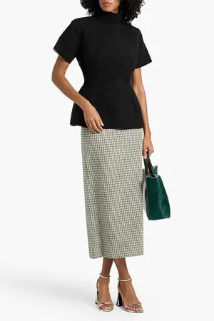 Marni Perforated Brushed Wool Peplum Top