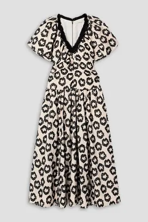 Ulla Johnson Violeta Chiffon-trimmed Ruched Fil Coupé Midi Dress