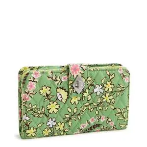 VERA BRADLEY Turnlock Wallet In Hollyhock Paisley - Green