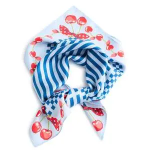VERA BRADLEY Square Silk Scarf In Cherry Stripes - Blue