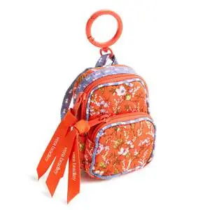 VERA BRADLEY Bancroft Backpack Bag Charm In Wildflower Sprigs - Orange