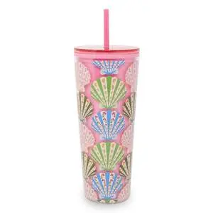 VERA BRADLEY Tumbler With Straw In Cottage Shells - Pink