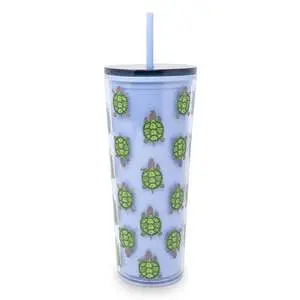 VERA BRADLEY Tumbler With Straw In Slow Dance - Blue