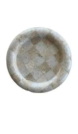 LAUREN ELIZABETH Travertine Checkered Tray In Beige - N,a