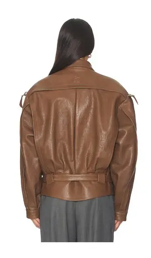 Magda Butrym Belted Leather Bomber Jacket - Beige