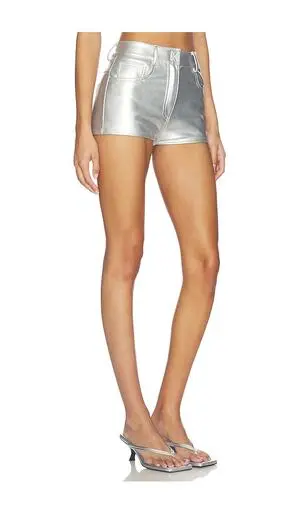 Norma Kamali High Waist Jean Shorts - Silver