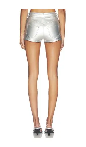 Norma Kamali High Waist Jean Shorts - Silver