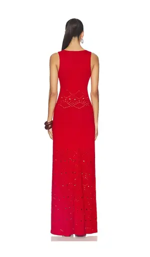 SEVEN WONDERS Milah V-neck Knit Maxi Dress - Red