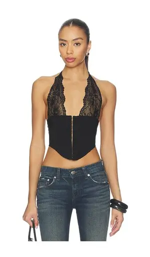 I.AM.GIA Ellena Corset With Lace Detailing And Halter Neck - Black