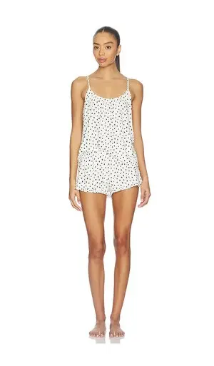 Eberjey Gisele Printed Cami & Short Set In White - Heart To Heart Black