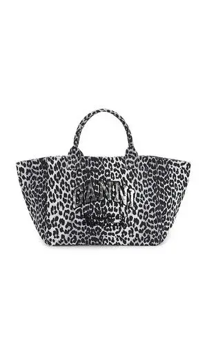GANNI Shopper Xxl Printed Sequin Tote - Silver