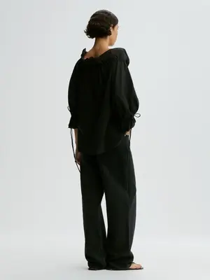 BY MALENE BIRGER Dicte Voile Organic Cotton Blouse - Black