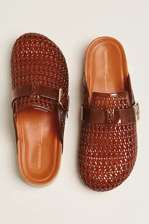Intentionally Blank Buckle Mules - Caramel