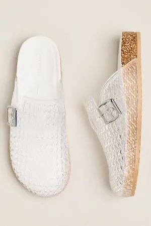 Intentionally Blank Buckle Mules - Clear