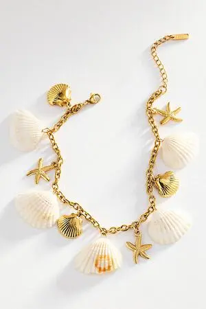 CASA CLARA Eva Shell Anklet - Shell/gold