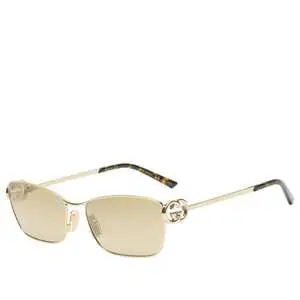 Gucci Gg2045s Rectangle Sunglasses - Gold/brown