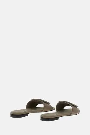 Fendi Leather Ff Baguette Slides