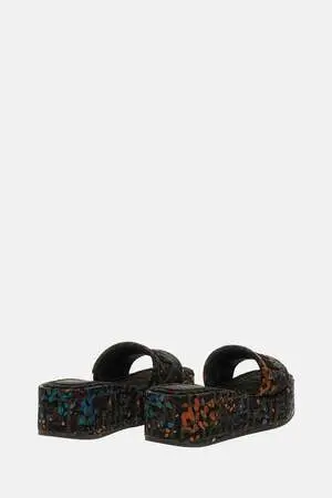 Fendi Ff Jacquard Platform Slides - Multicolor