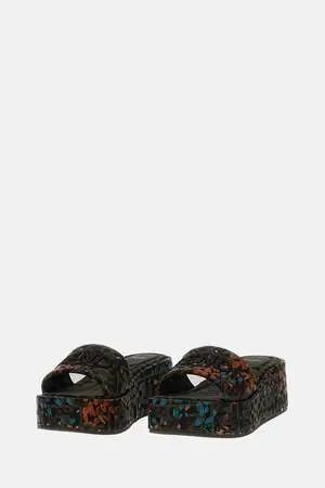 Fendi Ff Jacquard Platform Slides - Multicolor