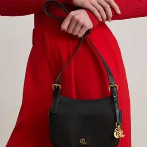 Ralph Lauren Leather Medium Marcy Crossbody Bag - Black