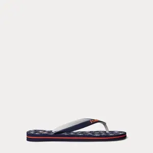 Ralph Lauren Palm Tree Print Flip-flop - Navy Polo Palms