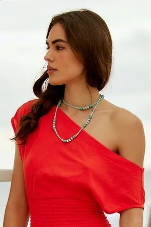 Free People Semiprecious Beaded Necklace - Turquoise