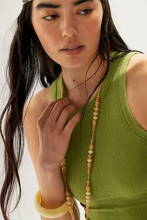 Free People Semiprecious Beaded Necklace - Yellow Jane