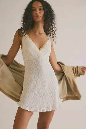 Free People Intimately Lace Mini Slip Dress - Tea/nude