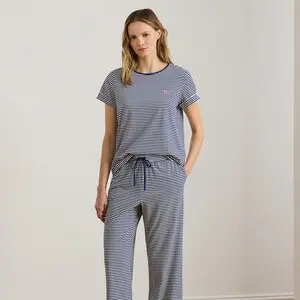 Ralph Lauren Striped Cotton-blend-jersey Pajama Set - Navy Stripe