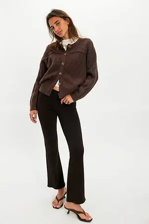 Donni. The Tall Rib Kick Flare Pants - Espresso