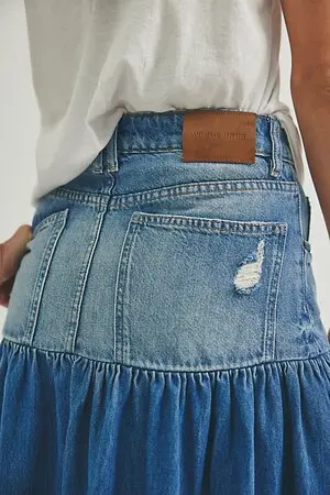 Free People We The Free Good Company Mixed Denim Maxi Skirt