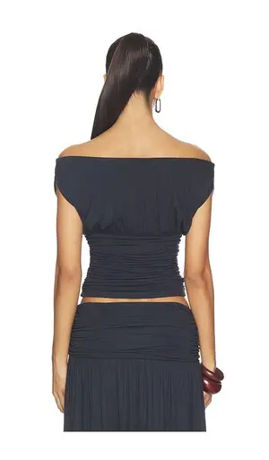 SEVEN WONDERS Off Shoulder Ruched Top - Navy