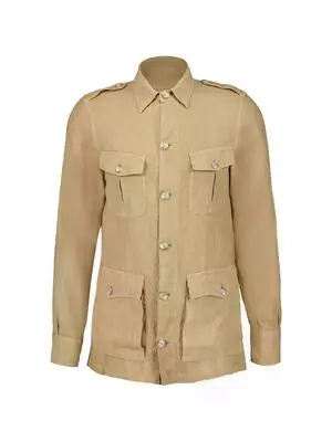 120% Lino Button Multiple Pocket Jacket