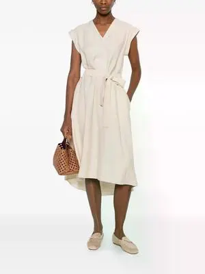 Peserico Belted-waist Midi Dress - Neutrals