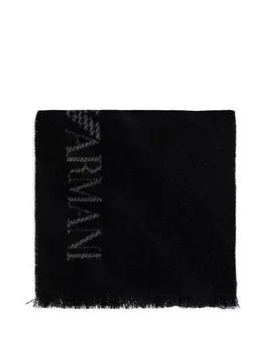 Emporio Armani Logo-detail Fringed Scarf - Black